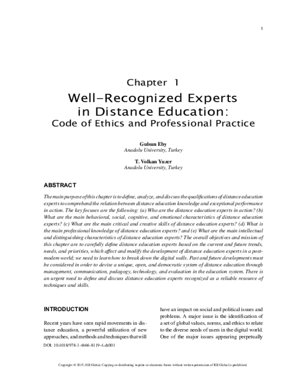 (PDF) Well-Recognized Experts in Distance Education