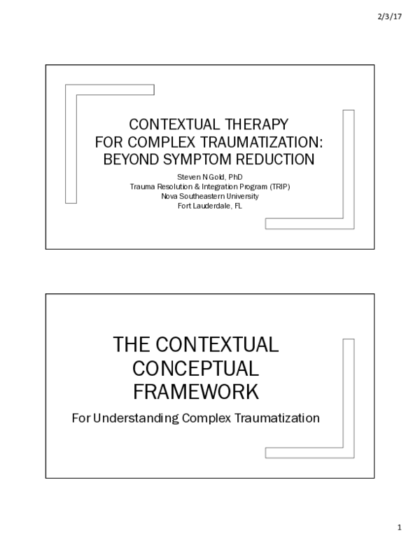 (PDF) Contextual Therapy for Complex Traumatization: Beyond Symptom ...