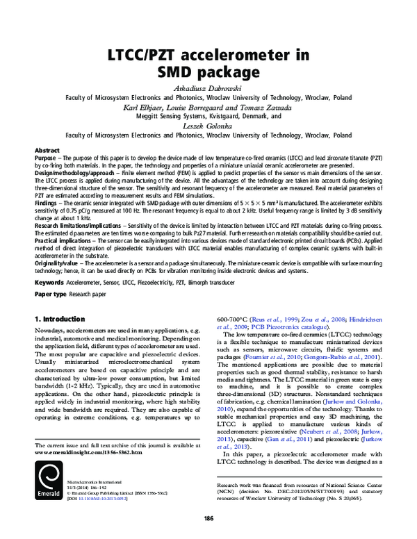 (PDF) LTCC/PZT accelerometer in SMD package