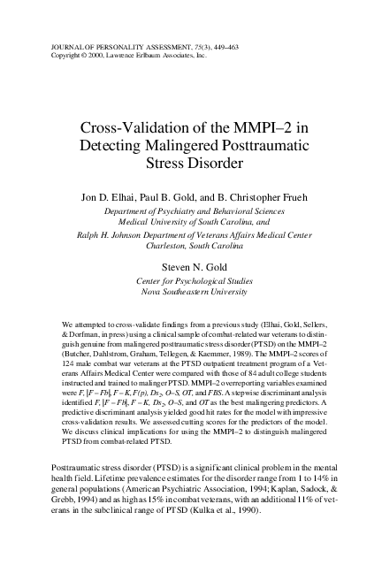 (PDF) Cross-Validation of the MMPI-2 in Detecting Malingered ...