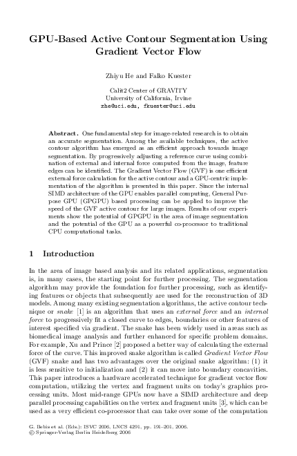 (PDF) GPU-Based Active Contour Segmentation Using Gradient Vector Flow