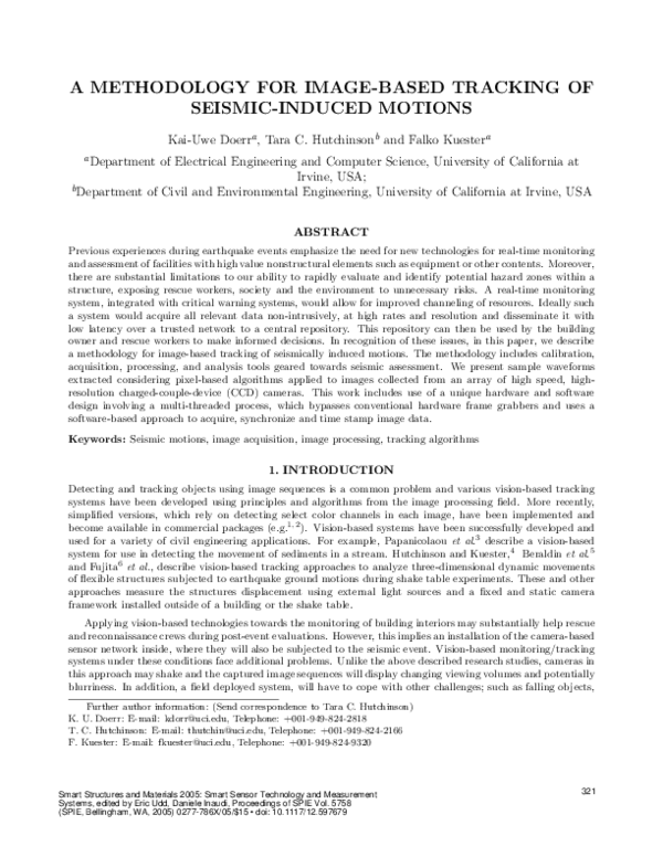 (PDF) A methodology for image-based tracking of seismic-induced motions | Falko Kuester ...