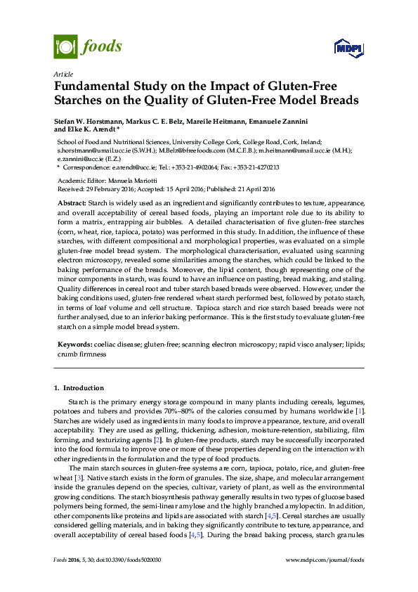 (PDF) Fundamental Study on the Impact of Gluten-Free Starches on the ...