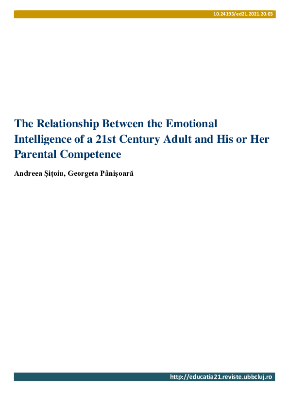 (PDF) The Relationship Between the Emotional Intelligence of a 21st Century Adult and His or Her ...