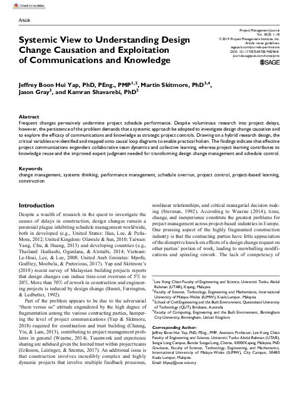 (PDF) Systemic View to Understanding Design Change Causation and ...