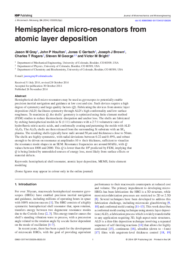 (PDF) Hemispherical micro-resonators from atomic layer deposition