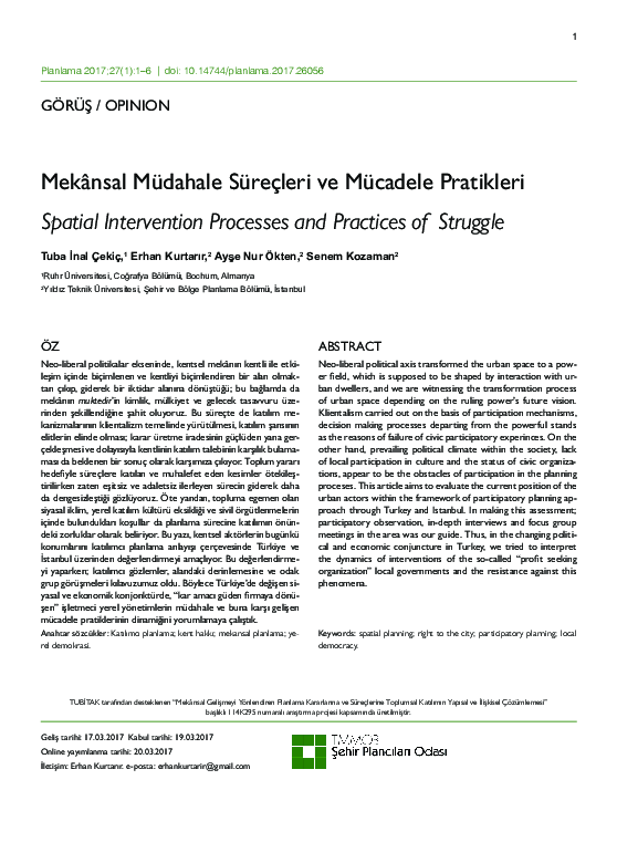 (PDF) Spatial Intervention Processes and Practices of Struggle