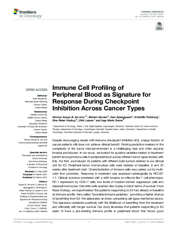 (PDF) Immune Cell Profiling of Peripheral Blood as Signature for ...