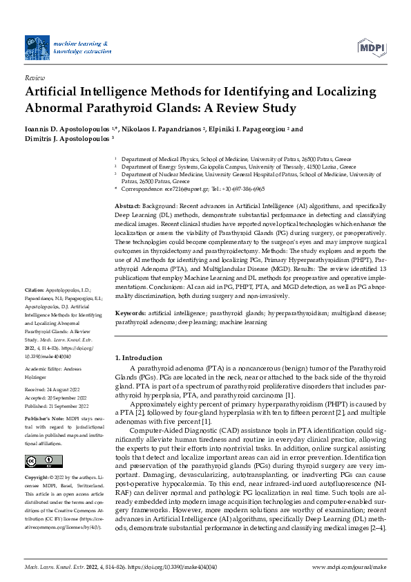 (PDF) AI Techniques for Identifying Parathyroid Abnormalities