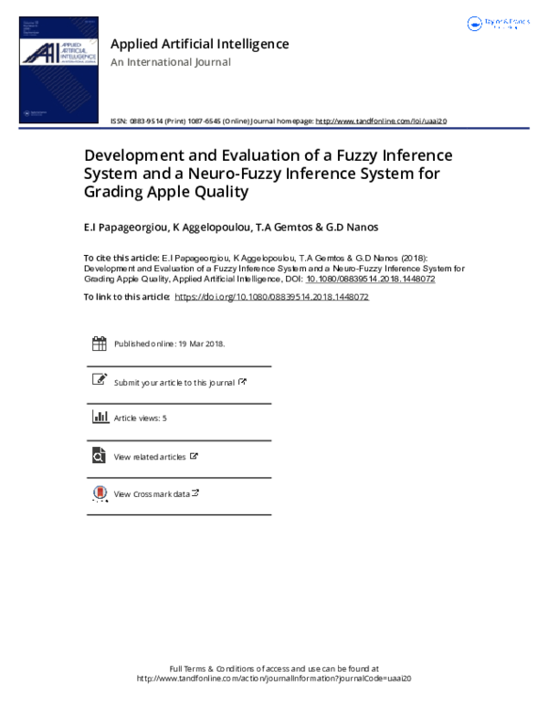 Pdf Development And Evaluation Of A Fuzzy Inference System And A Neuro Fuzzy Inference System