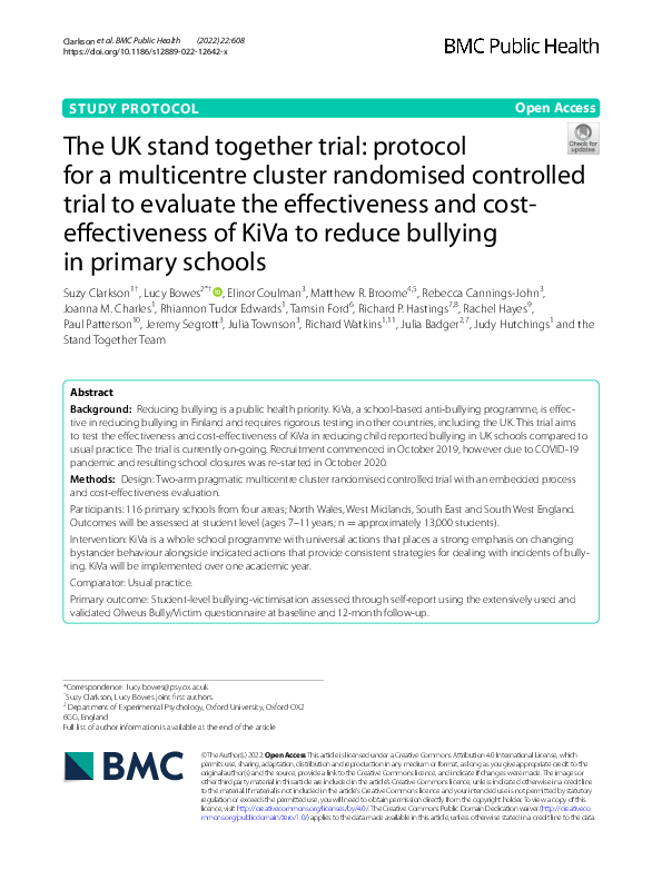 (PDF) The UK stand together trial: protocol for a multicentre cluster randomised controlled ...