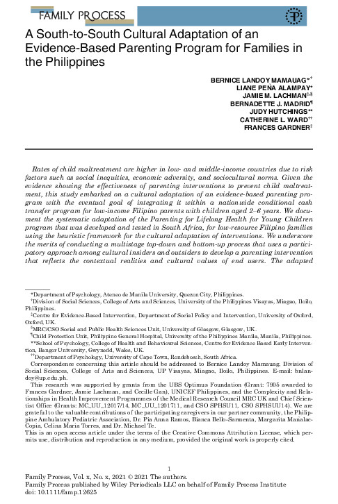 (PDF) A South‐to‐South Cultural Adaptation of an Evidence‐Based ...