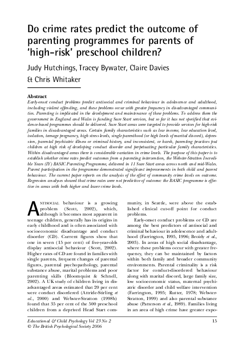 (PDF) Do crime rates predict the outcome of parenting programmes for ...