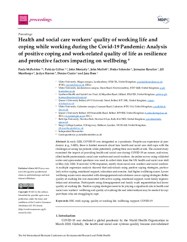 (PDF) Health and social care workers’ quality of working life and ...