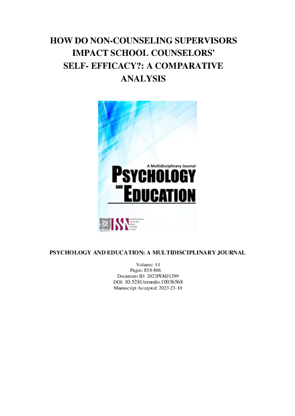 (PDF) How Do Non-Counseling Supervisors Impact School Counselors' Self-Efficacy?: A Comparative ...