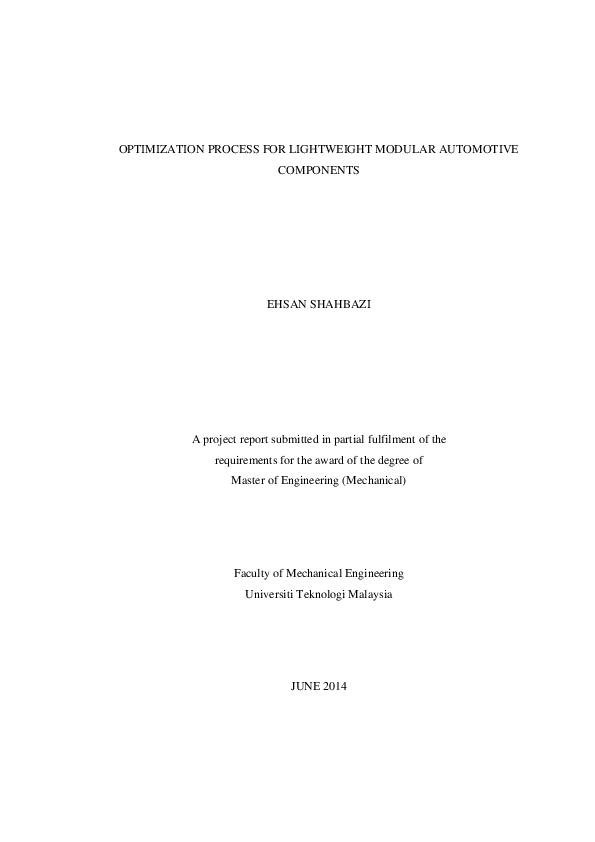 (PDF) Optimization process for lightweight modular automotive components