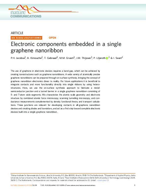 (PDF) Electronic components embedded in a single graphene nanoribbon
