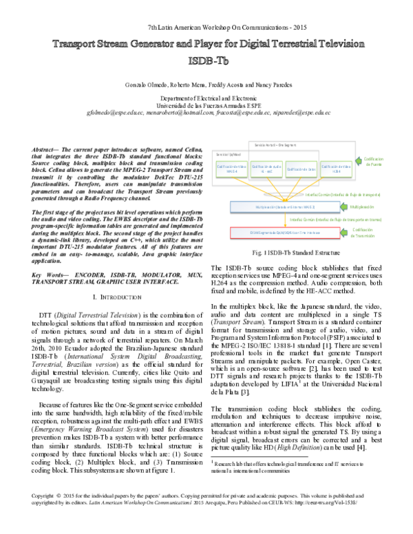 (PDF) Transport Stream Generator and Player for Digital Terrestrial ...