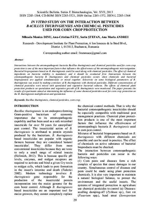 (PDF) In Vitro Study on the Interaction Between Bacillus Thuringiensis ...