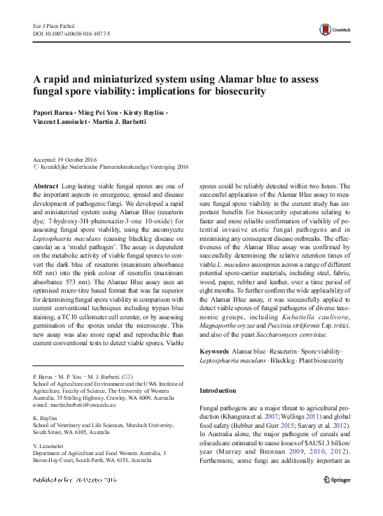 (PDF) A rapid and miniaturized system using Alamar blue to assess ...
