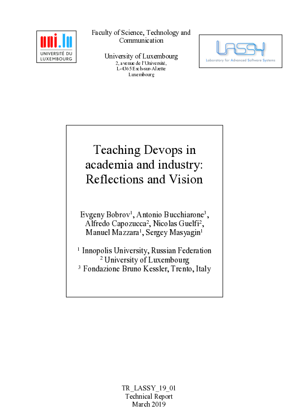 (PDF) Teaching DevOps in Academia and Industry: Reflections and Vision