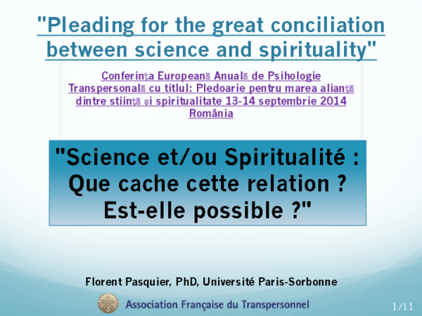 (PDF) Science et/ou Spiritualité : Que cache cette relation ? Est-elle possible