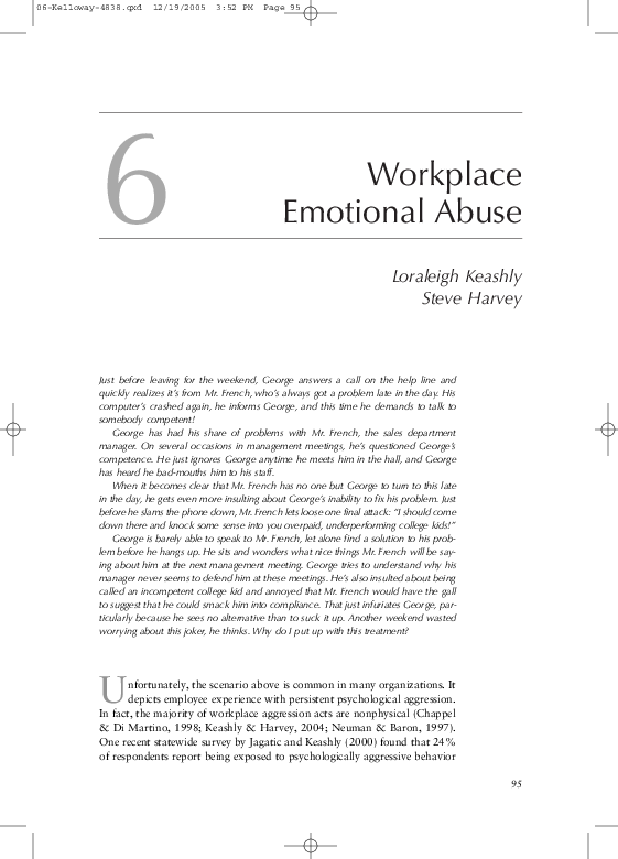 (PDF) Workplace Emotional Abuse