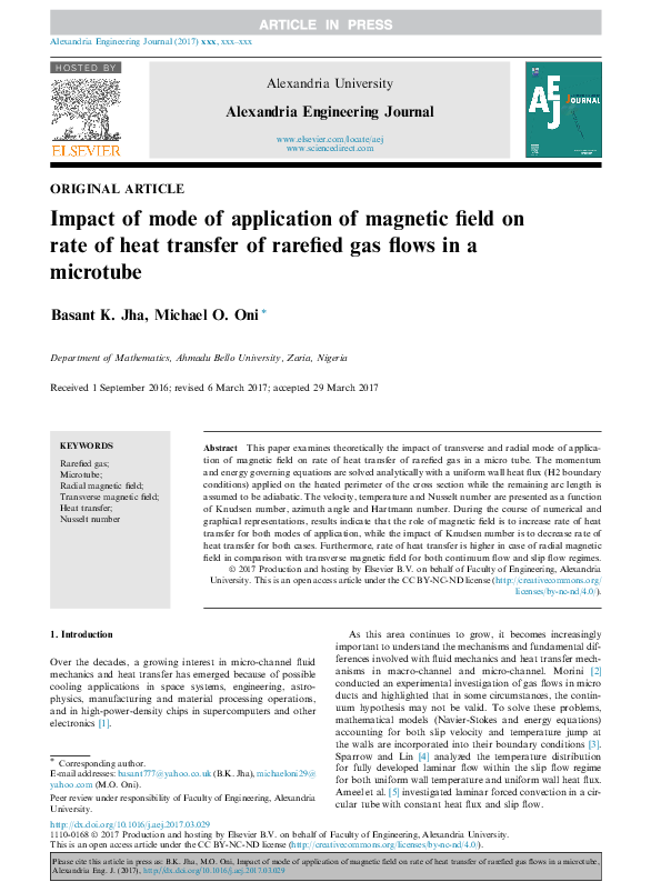 (PDF) Impact of mode of application of magnetic field on rate of heat ...