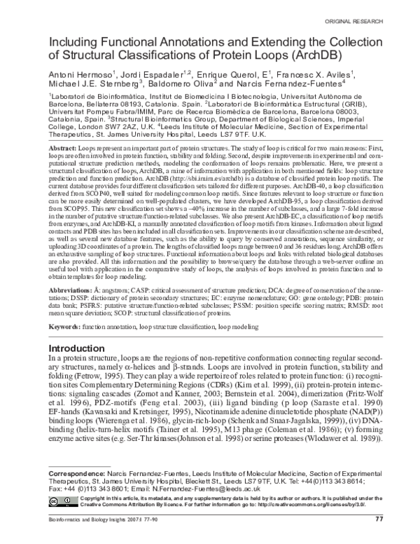 (PDF) Including Functional Annotations and Extending the Collection of Structural ...