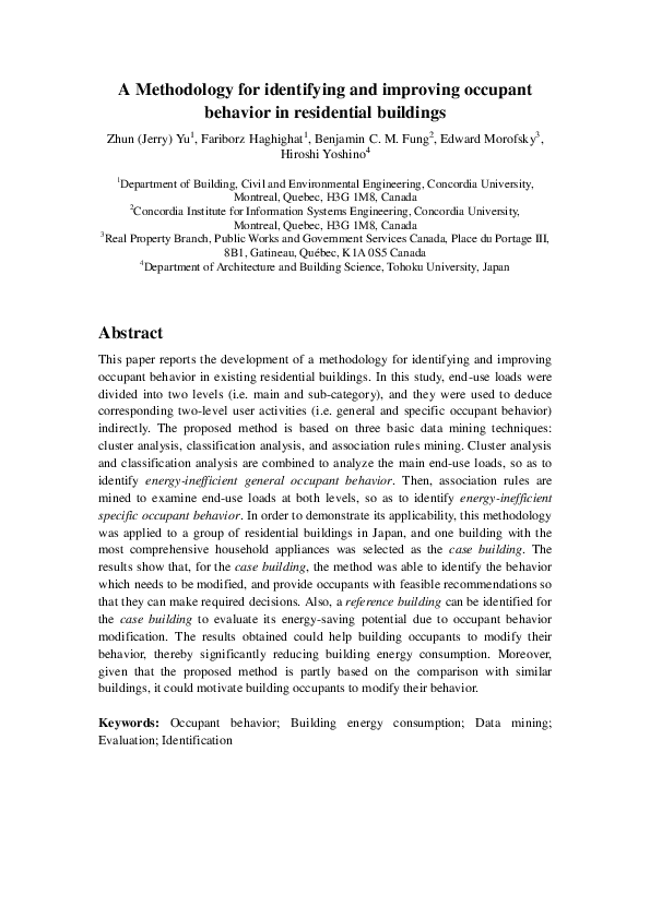 (PDF) A methodology for identifying and improving occupant behavior in residential buildings