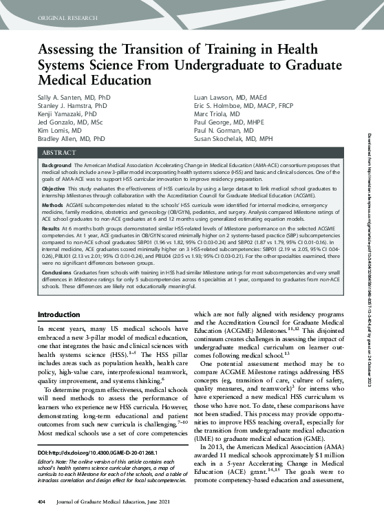 (PDF) Assessing the Transition of Training in Health Systems Science ...