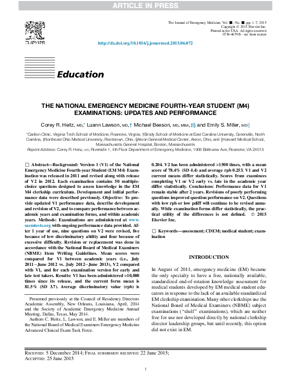(PDF) The National Emergency Medicine Fourth-year Student (M4 ...