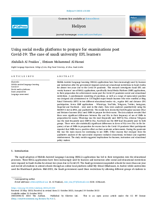 (PDF) Using social media platforms to prepare for examinations post ...
