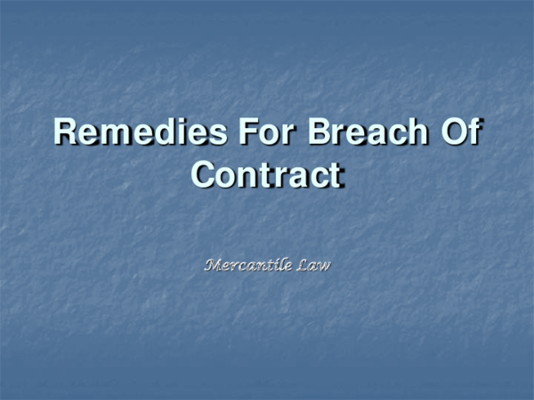(PDF) Remedies for Breach of Contract