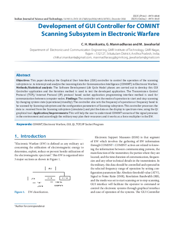 (PDF) Development of GUI Controller for COMINT Scanning Subsystem in ...
