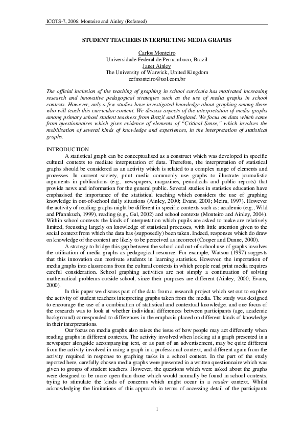 (PDF) Interpreting Media Graphs: Student Teachers' Insights