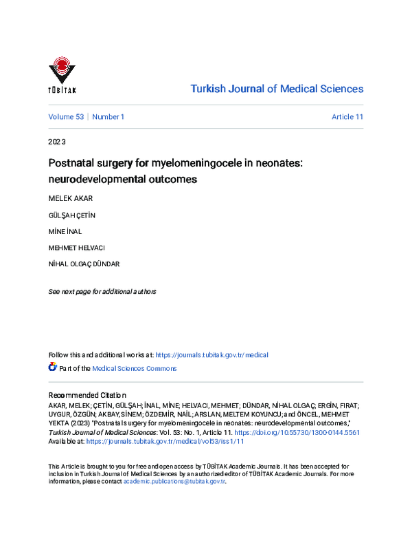 (PDF) Postnatal surgery for myelomeningocele in neonates ...