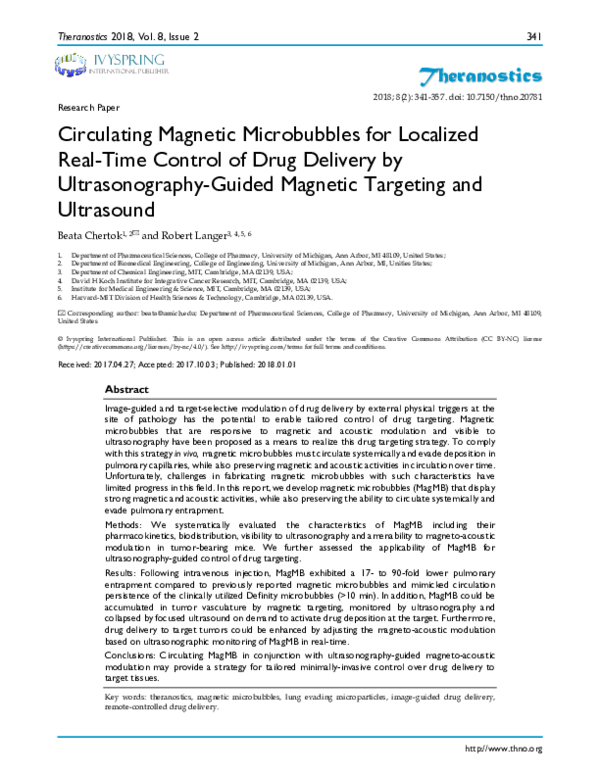 (PDF) Circulating Magnetic Microbubbles for Localized Real-Time Control ...