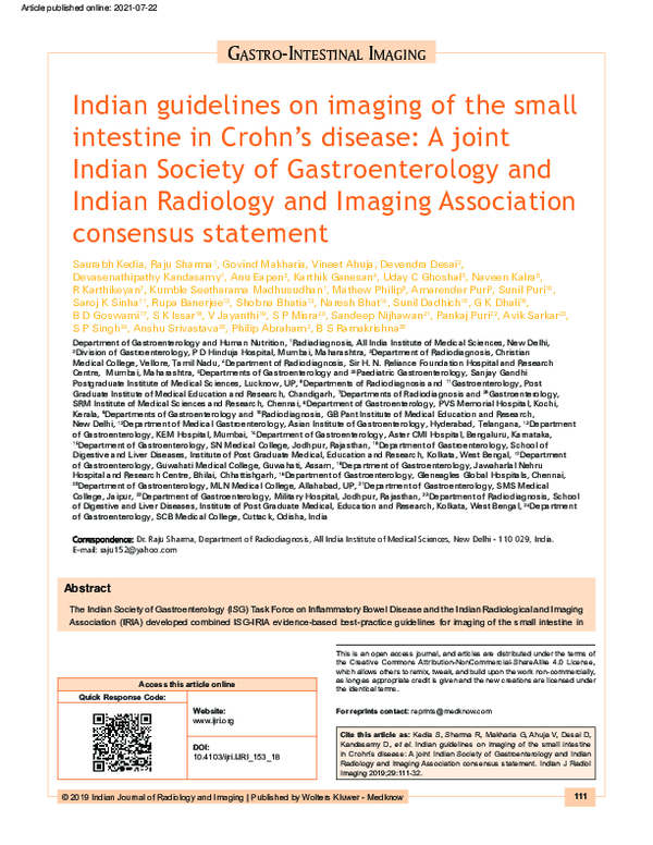 (PDF) Indian guidelines on imaging of the small intestine in Crohn’s ...