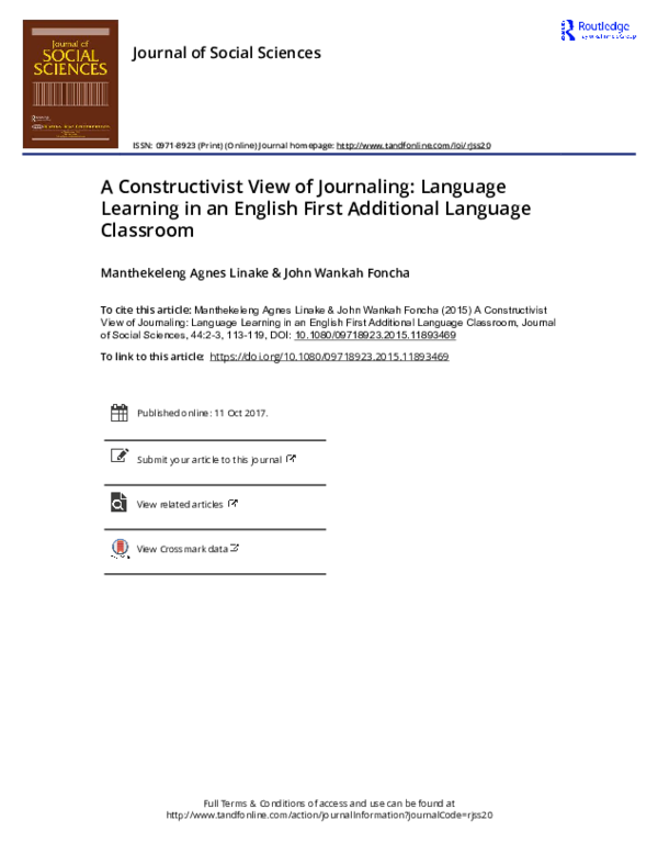(PDF) A Constructivist View of Journaling: Language Learning in an ...