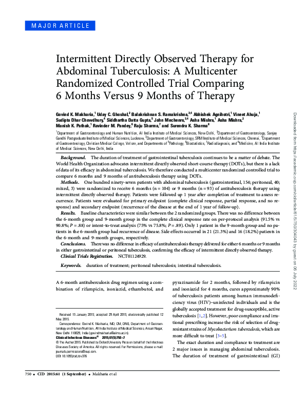 (PDF) Intermittent Directly Observed Therapy for Abdominal Tuberculosis ...