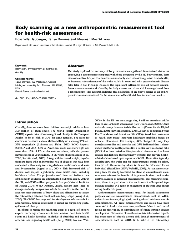 (PDF) Body scanning as a new anthropometric measurement tool for health ...