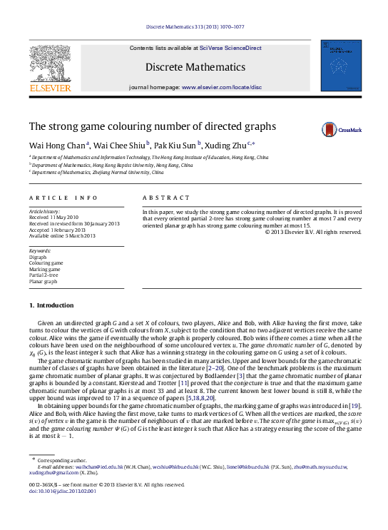 (PDF) The strong game colouring number of directed graphs