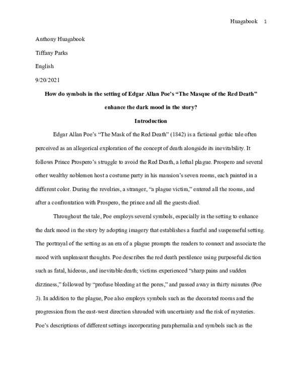 (DOC) Edgar Allan Poe The Masque of the Red Death