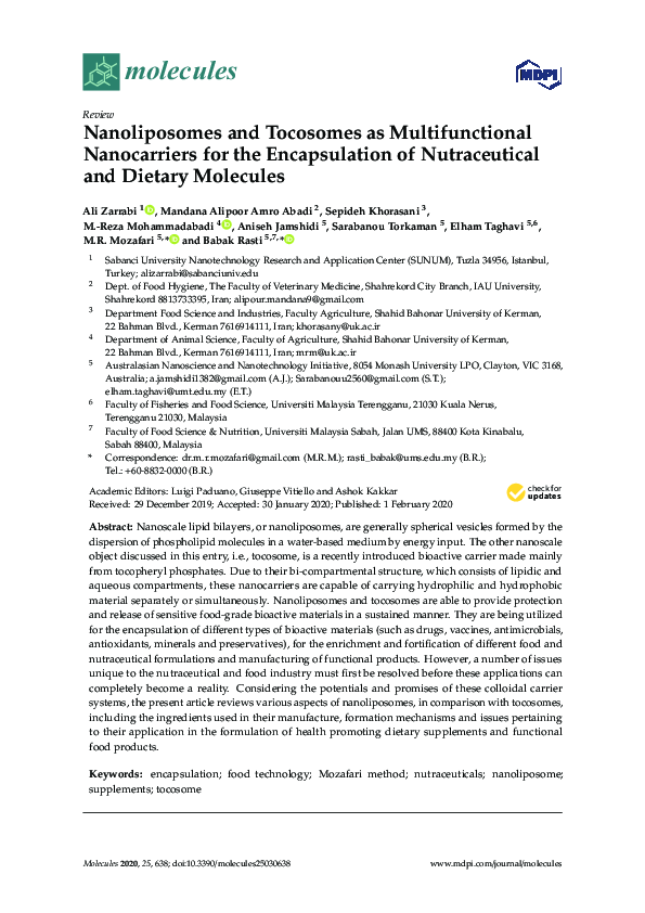 (PDF) Nanoliposomes and Tocosomes as Multifunctional Nanocarriers for ...