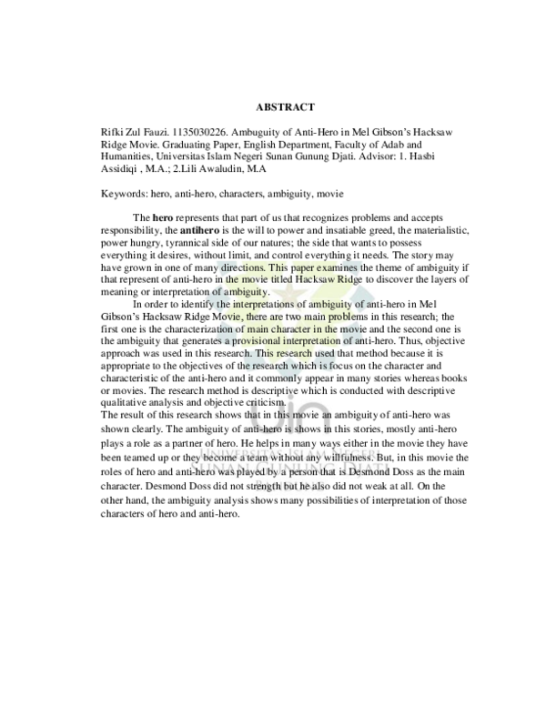 (PDF) Pahlawan mewakili bagian dari kita yang mengenali masalah dan menerima tanggung jawab ...