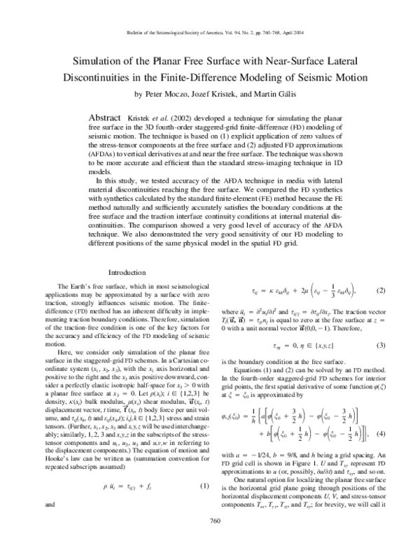 Pdf Simulation Of The Planar Free Surface With Near Surface Lateral