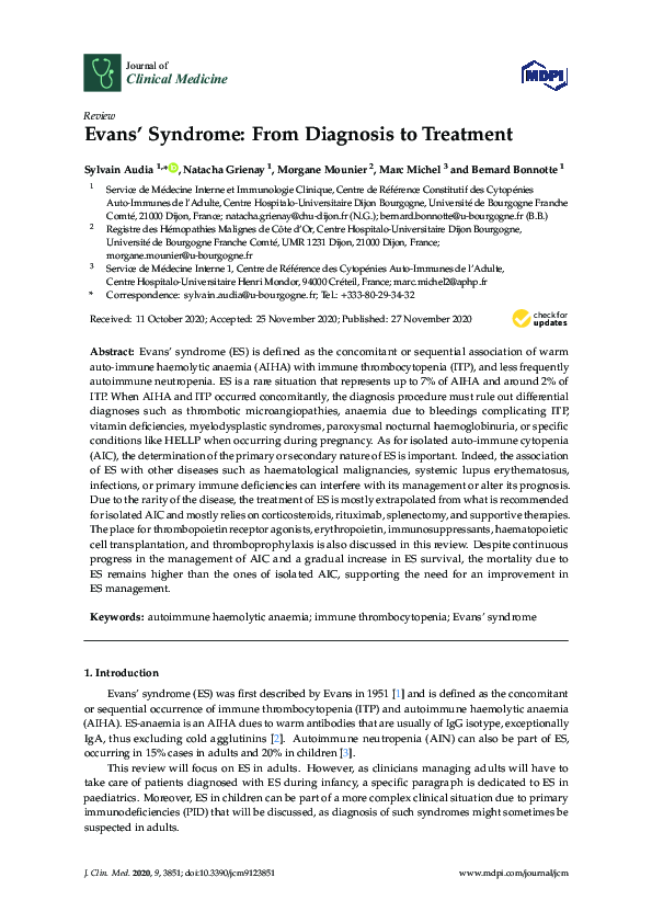 (PDF) Evans’ Syndrome: From Diagnosis to Treatment | Sylvain Audia ...