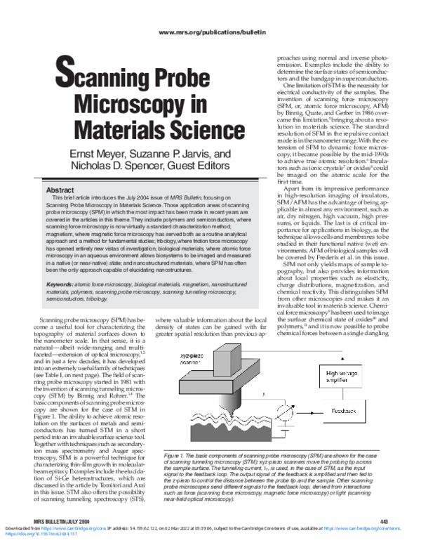 (PDF) Scanning Probe Microscopy in Materials Science