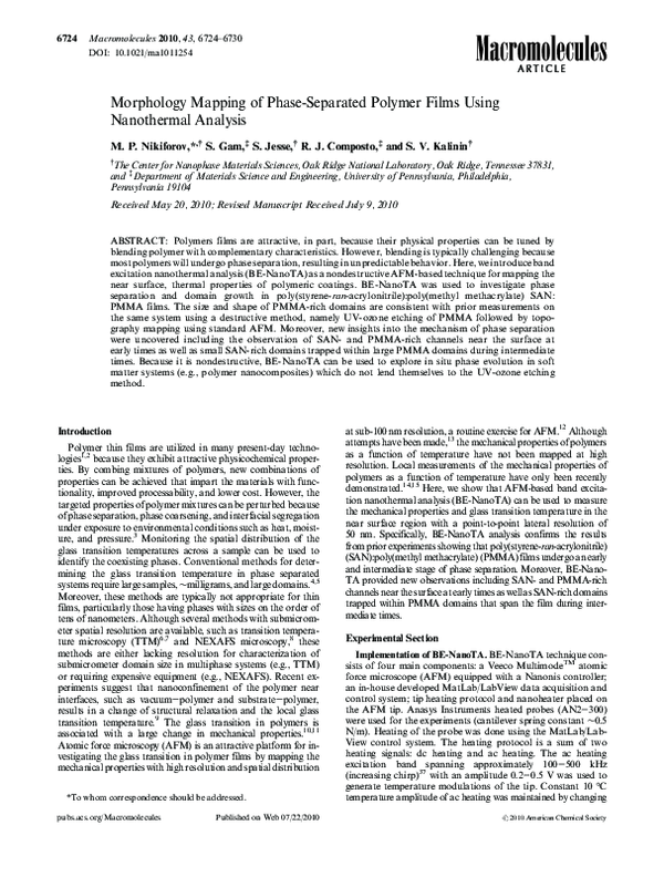 (PDF) Morphology Mapping of Phase-Separated Polymer Films Using Nanothermal Analysis